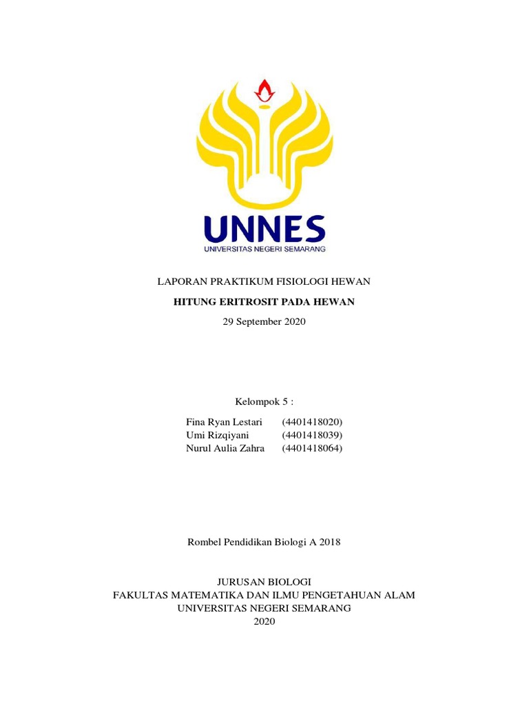 Laporan Praktikum Fisiologi Hewan Menghitung Eritrosit | PDF