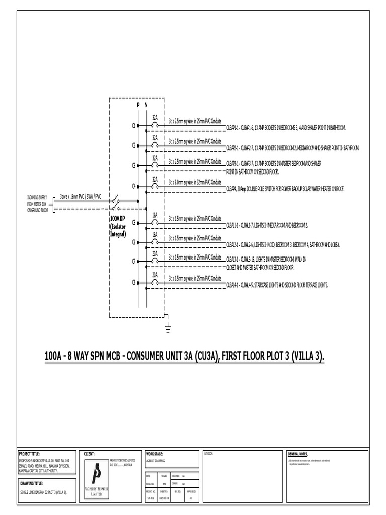 100A - 8 Way SPN MCB - Consumer Unit 3A (Cu3A), First Floor Plot 3 ...
