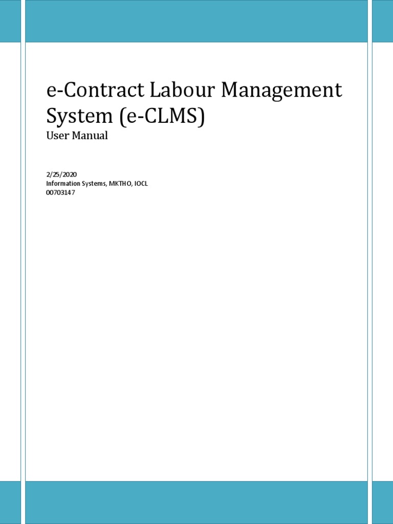 E-Contract Labour Management System (e-CLMS) : User Manual | PDF ...