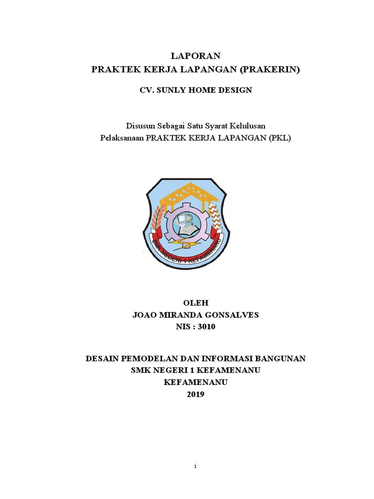 Contoh COVER LAPORAN PKL | PDF