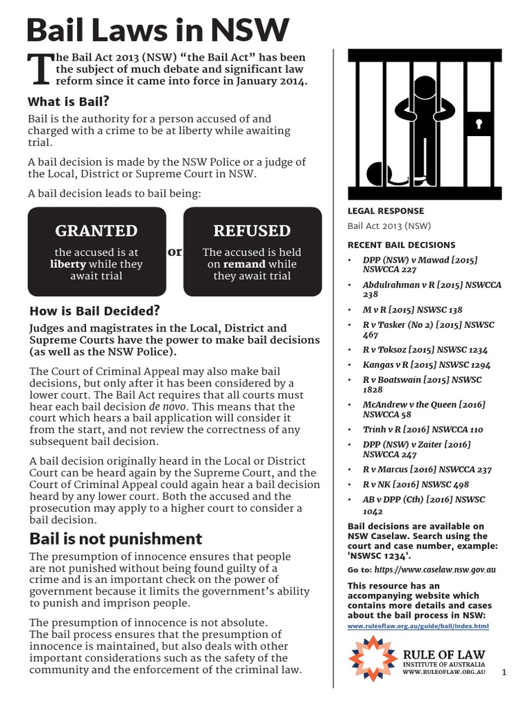 Bails Law in NSW | PDF | Bail | Remand (Detention)