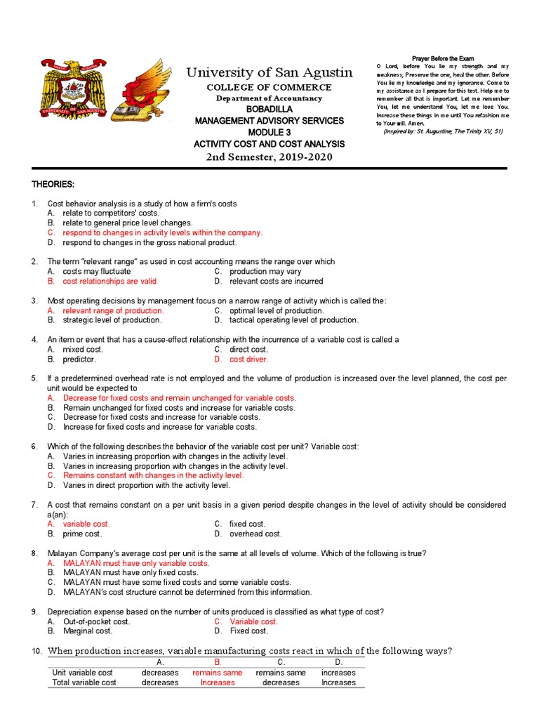 03 x03 Activity Costs WP | PDF | Dependent And Independent Variables | Regression Analysis
