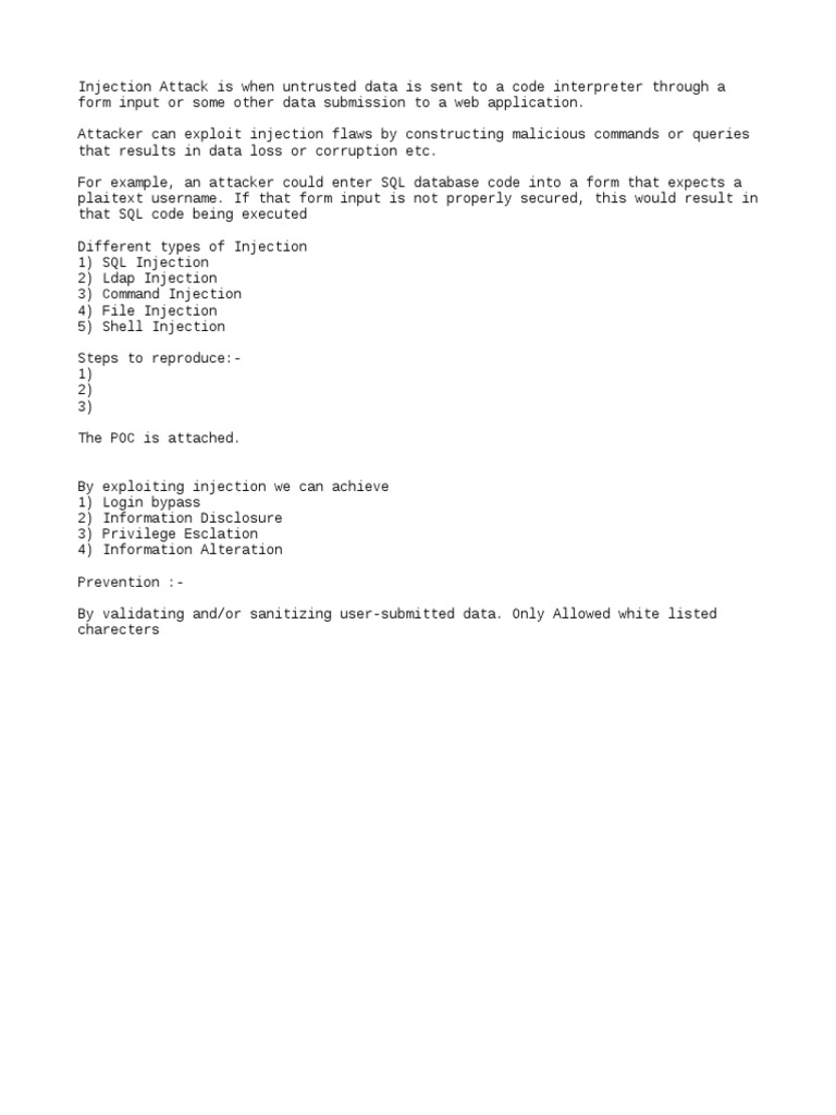 Injection Report | PDF