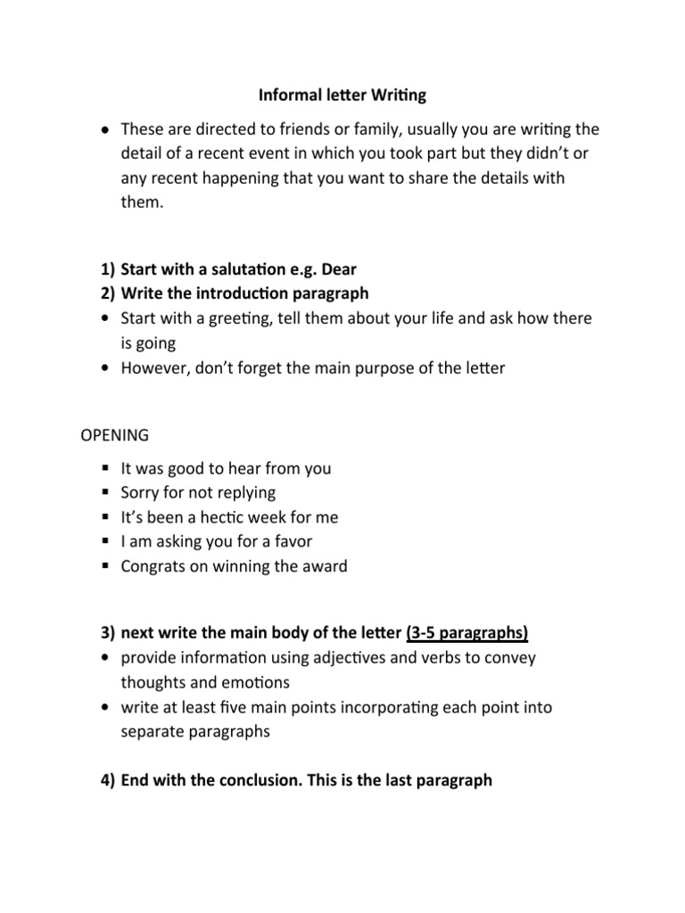 Informal Letter Writing (Format) | PDF