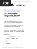 Method Statement For Demolition of Building Structures 1 | PDF | Demolition
