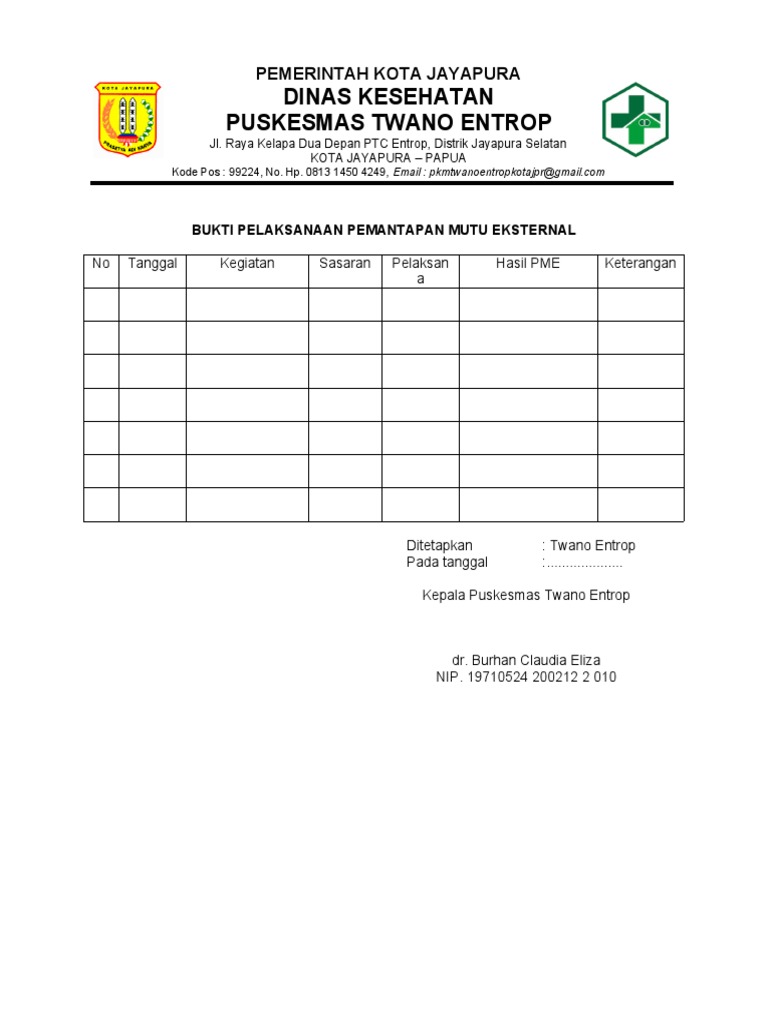 Form Bukti Pelaksanaan Pmi Dan Pme | PDF