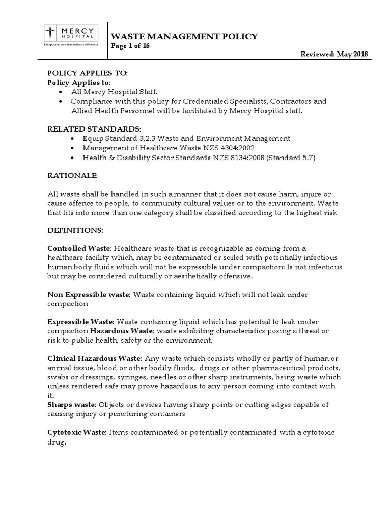 Waste Management Policy | PDF