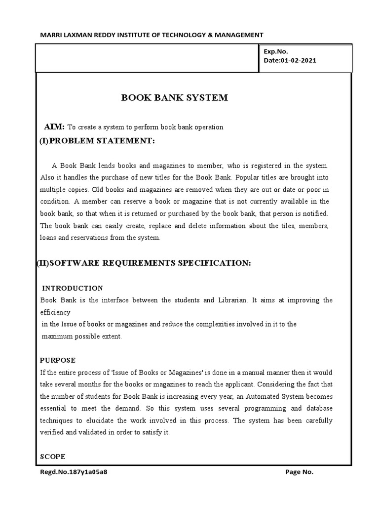 Book Bank System: Aim: (I) Problem Statement | PDF | Conceptual Model ...