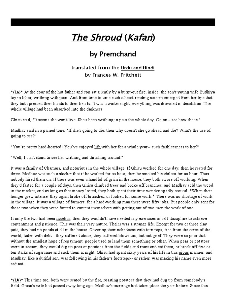 Munshi Premchand Kafan Text | PDF