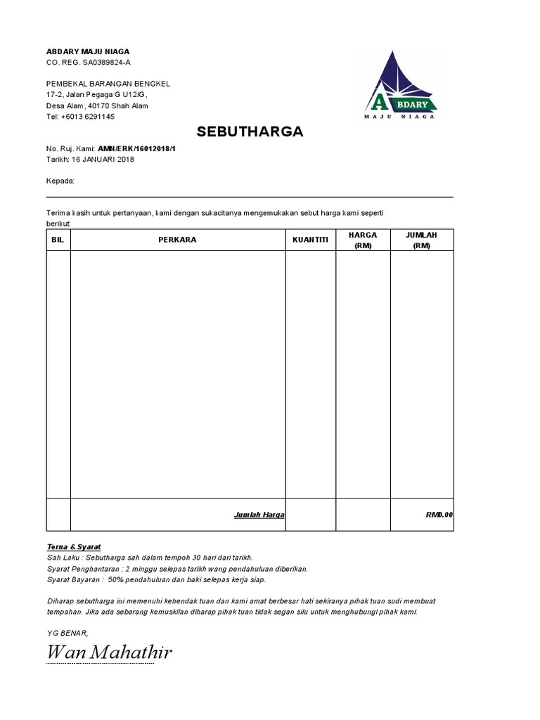 Main Sebut Harga | PDF