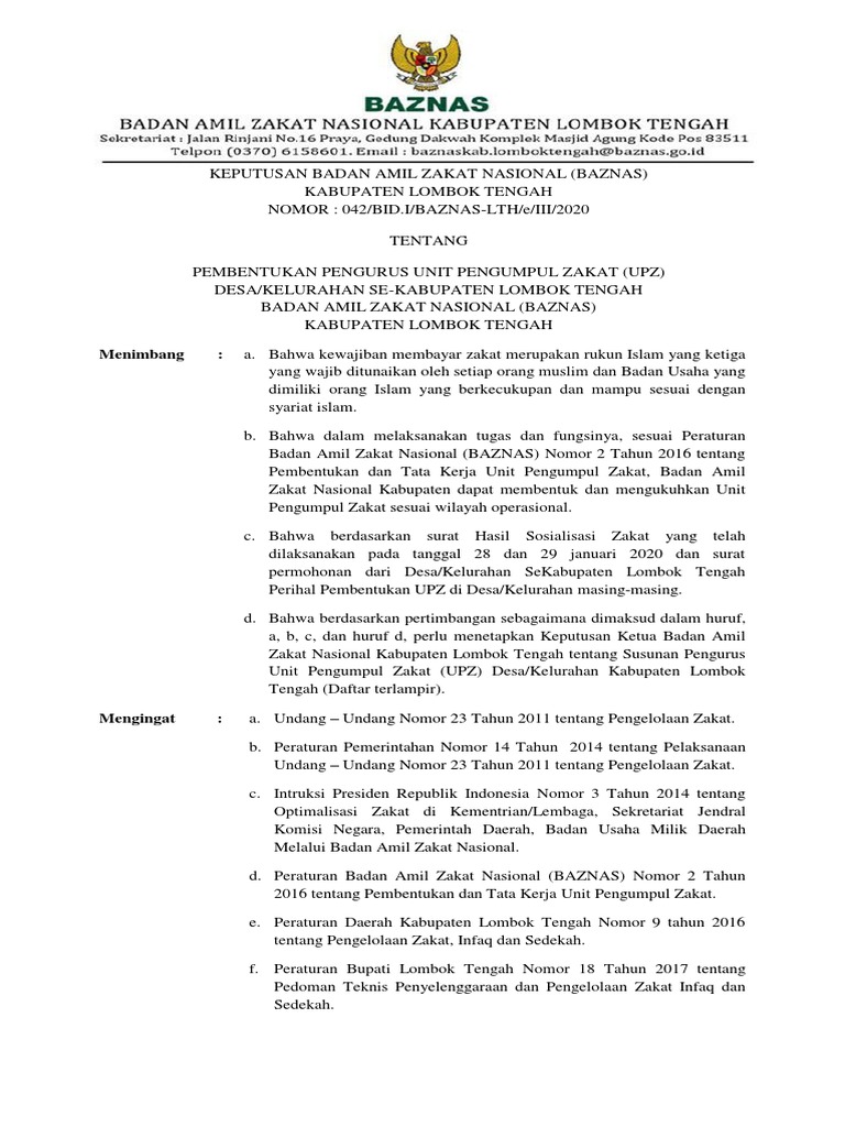 SK Pembentukan Upz | PDF