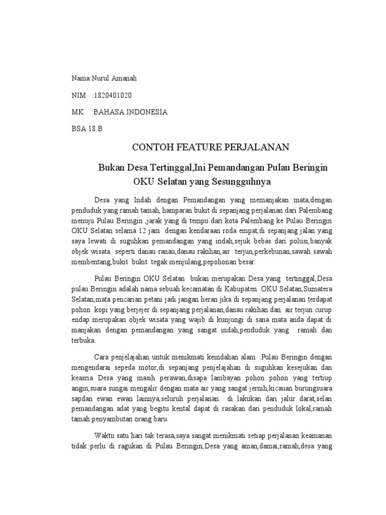 Contoh Feature Perjalanan NURUL | PDF