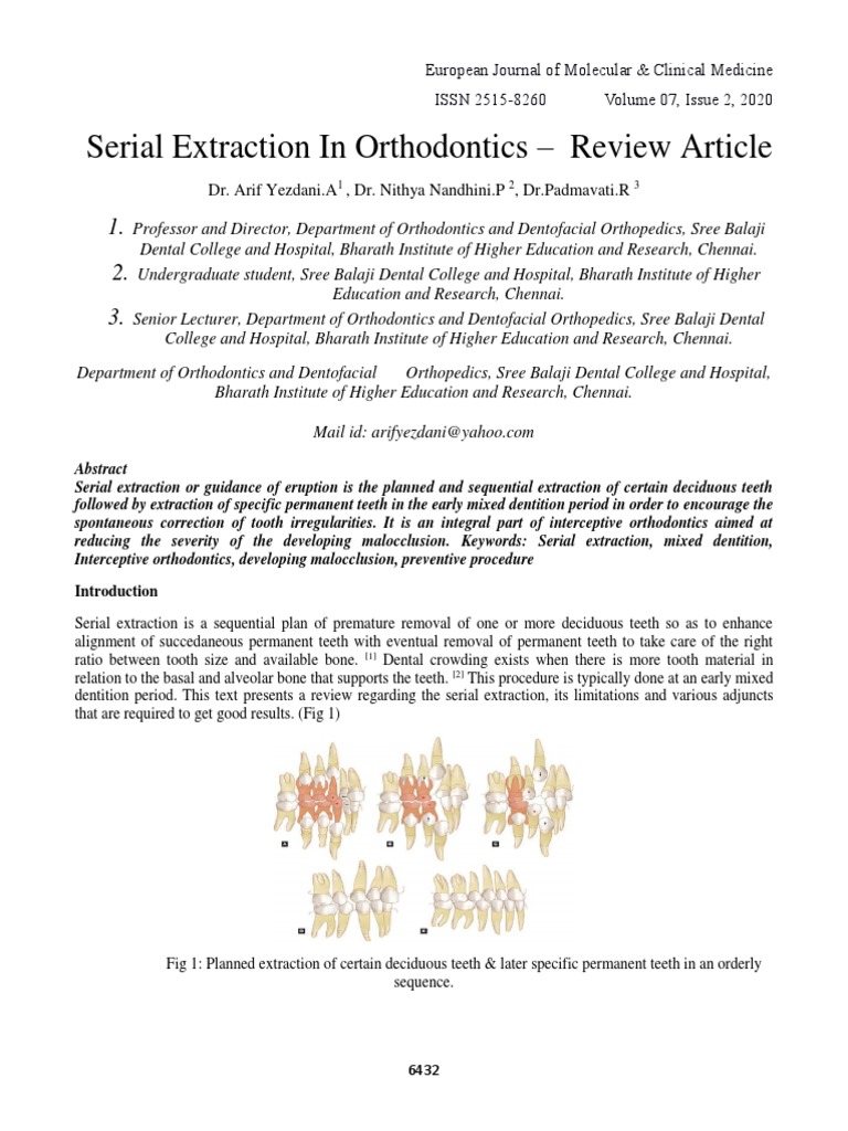 Serial Extraction in Orthodontics Review | PDF | Orthodontics | Tooth