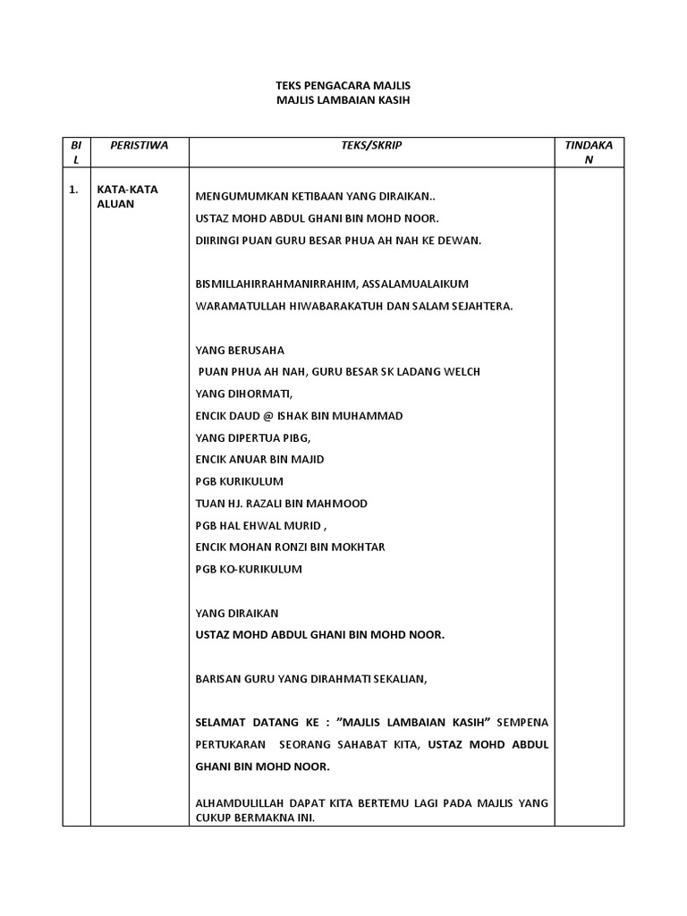 Teks Pengacara Majlis Majlis Perpisahan | PDF