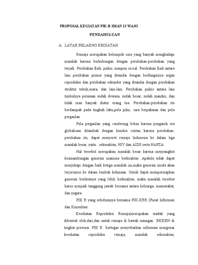 Proposal Kegiatan Pik | PDF