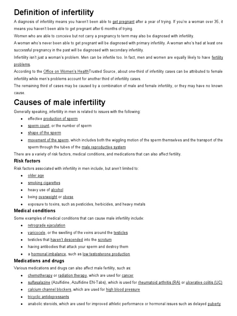 Definition of Infertility | PDF | Infertility | In Vitro Fertilisation