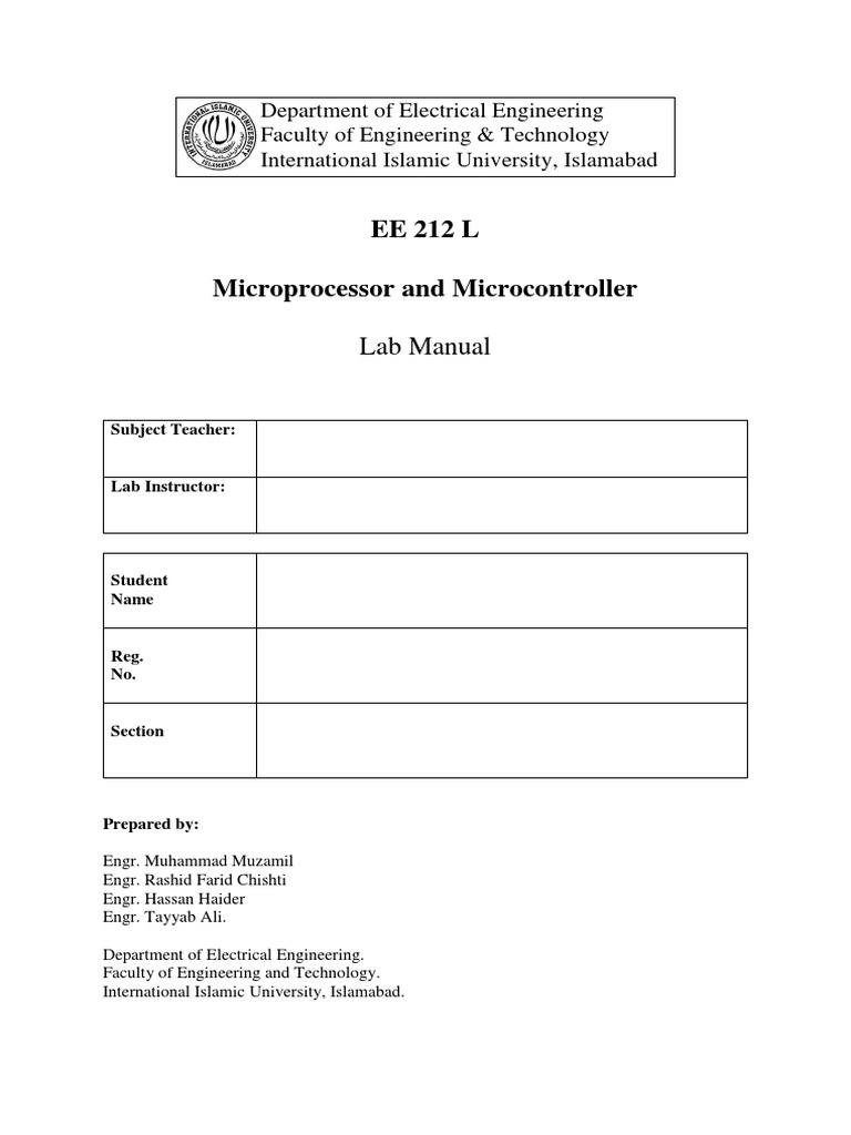 EE 212 L Microprocessor and Microcontroller: Lab Manual | PDF | Arduino | Random Access Memory