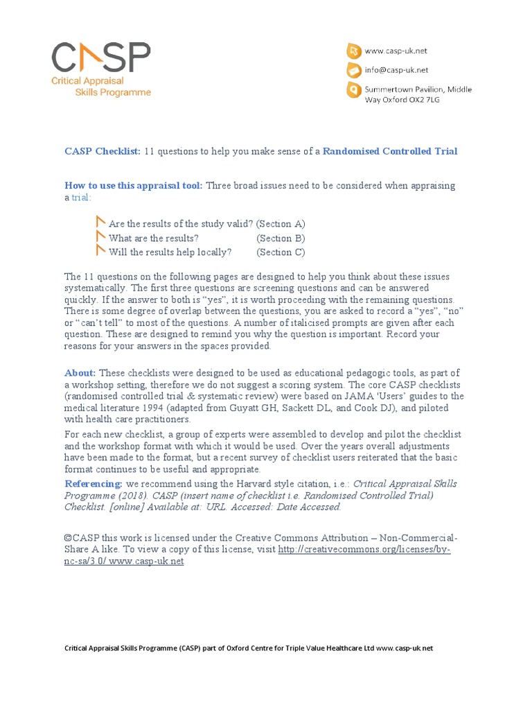 CASP Checklist | PDF | Scholarly Communication | Clinical Research