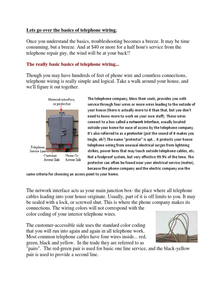 Basics of Telephone Wiring Explained | PDF | Electrical Connector ...
