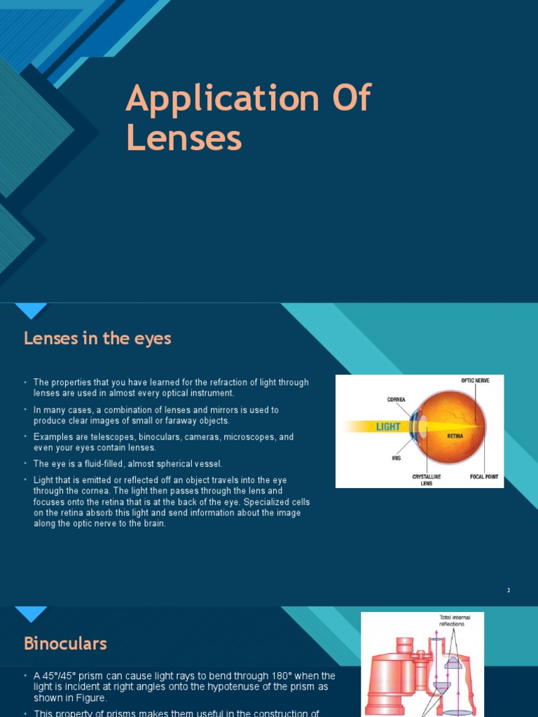 Application of Lenses | PDF | Optical Fiber | Prism