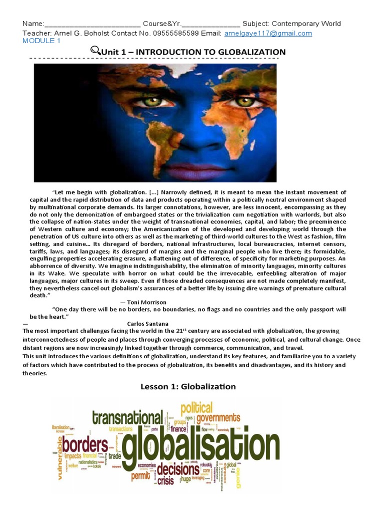 Contemporary World Module 1 | PDF | Globalization | Multinational ...
