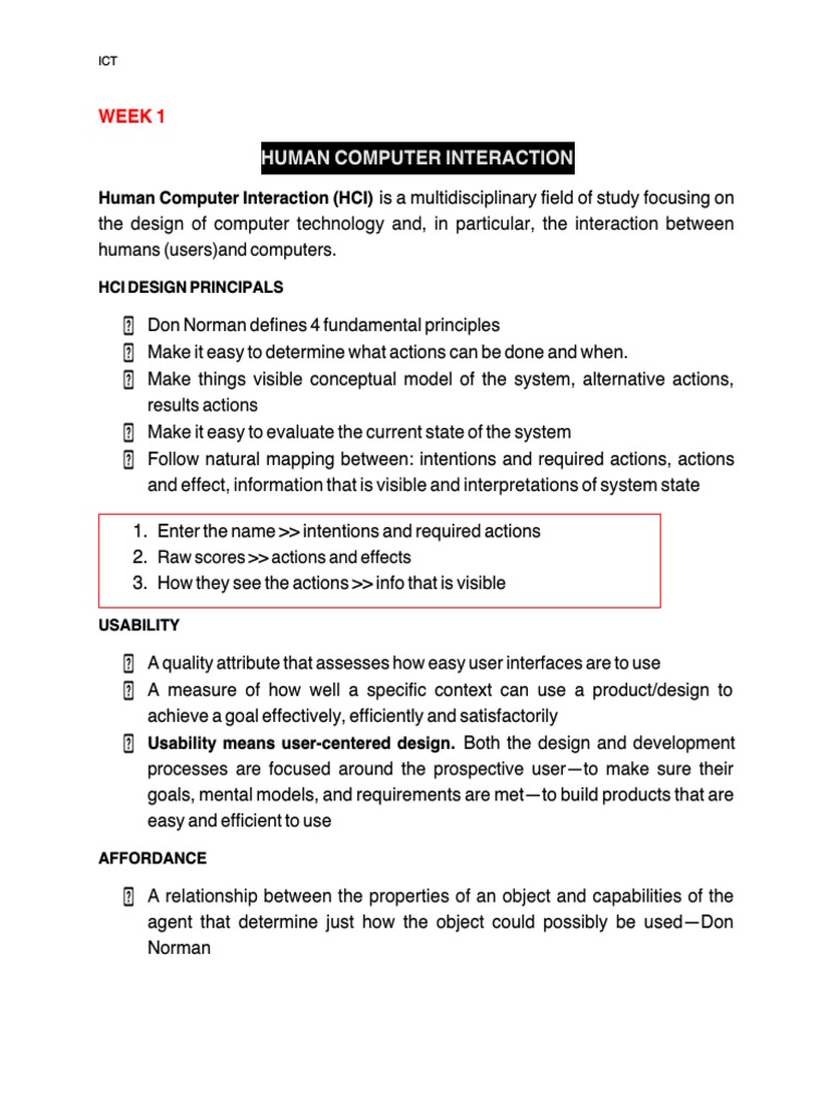 Human Computer Interaction: Week 1 | PDF | Human–Computer Interaction | Usability