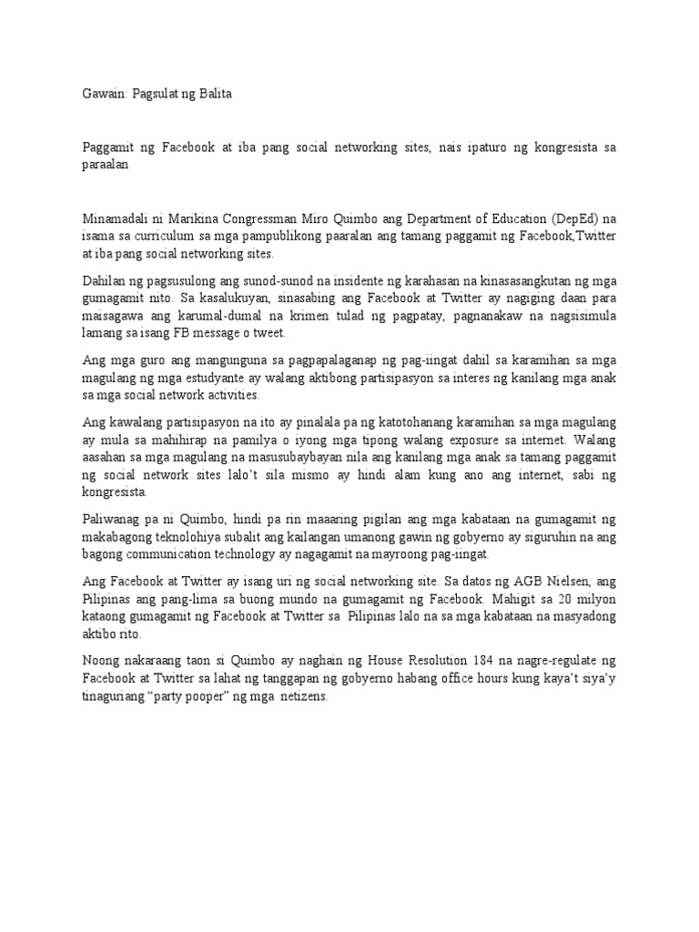 Intro Sa Pamamamahayag - Balita | PDF