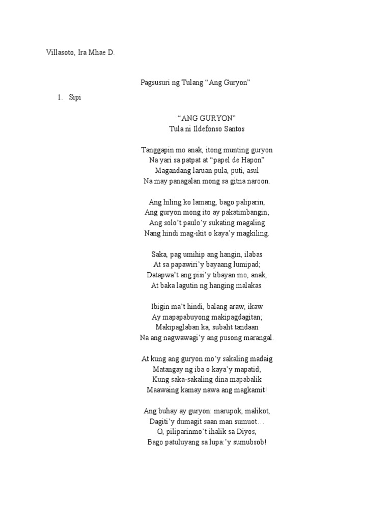 Pagsusuri NG Tula | PDF