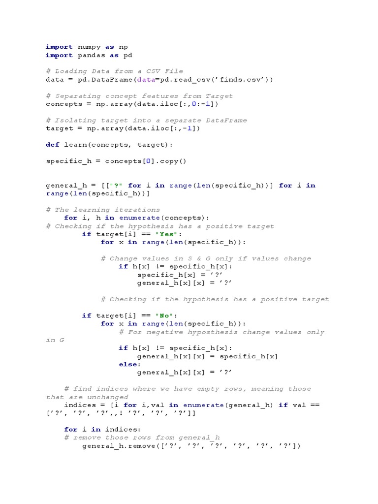 Candidate Elimination Problem | PDF | Teaching Methods & Materials