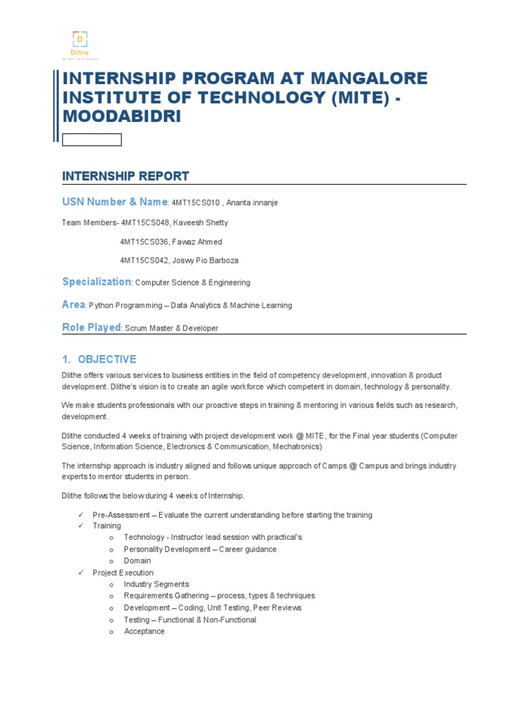 Internship Program at Mangalore Institute of Technology (Mite ...