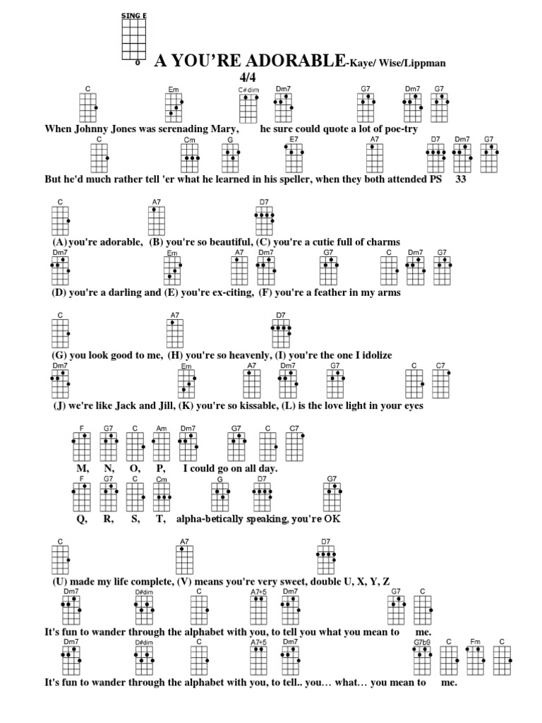 A YOU'RE ADORABLE With UKE CHORDS | PDF