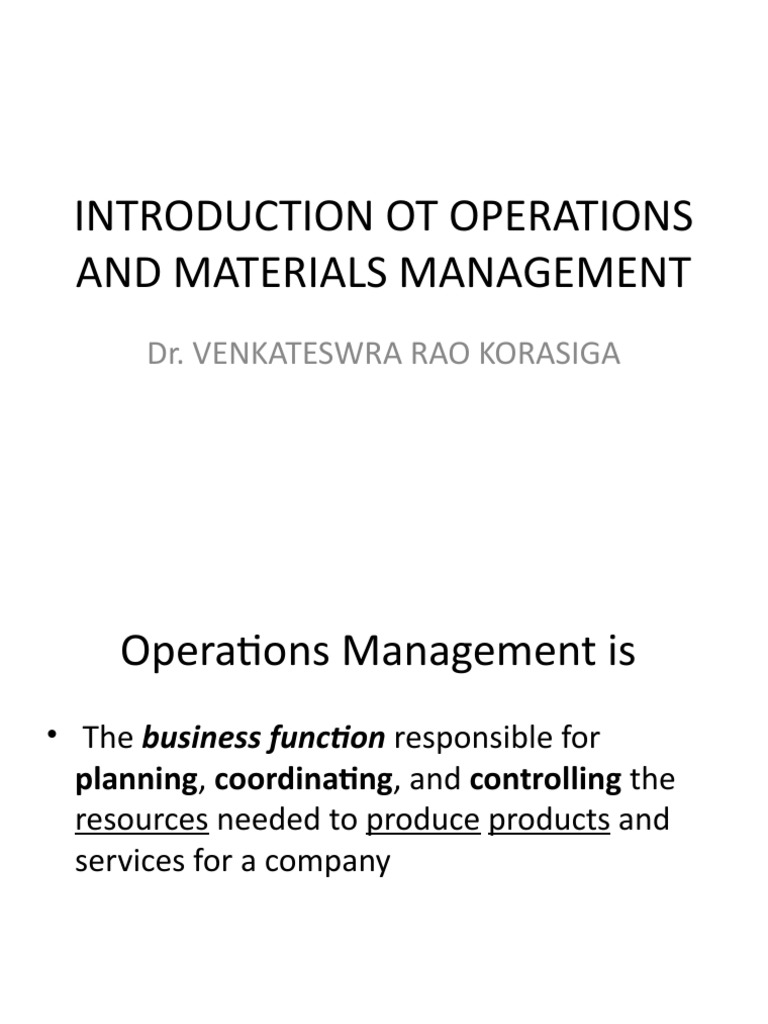 Operations & Materials Management Guide | PDF