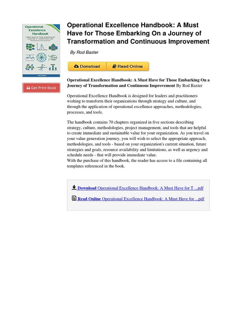 Operational Excellence Handbook: A Must Have For Those Embarking On A ...