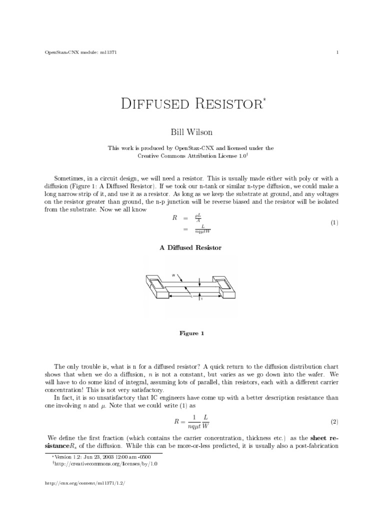 Diffused Resistor: Bill Wilson | PDF | Resistor | Manufactured Goods