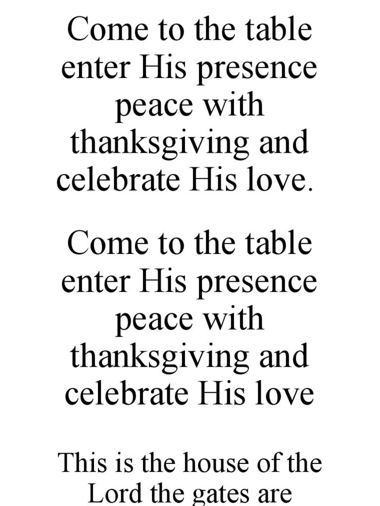 Come To The Table | PDF