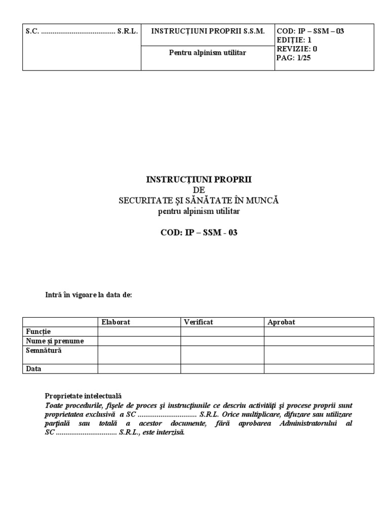 Instructiuni Proprii - Alpinism Utilitar | PDF