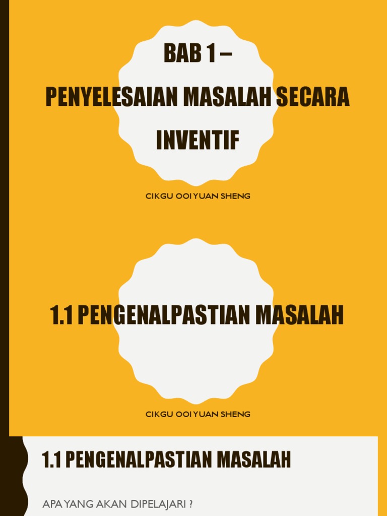 Bab 1 - Penyelesaian Masalah Secara Inventif (Cikgu Ooi) | PDF