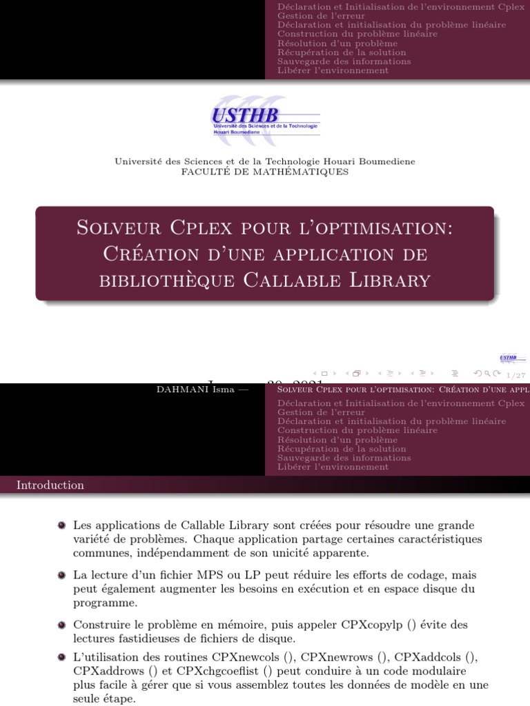 Cplex Callable Library | PDF | Matrice (Mathématiques) | Optimisation mathématique