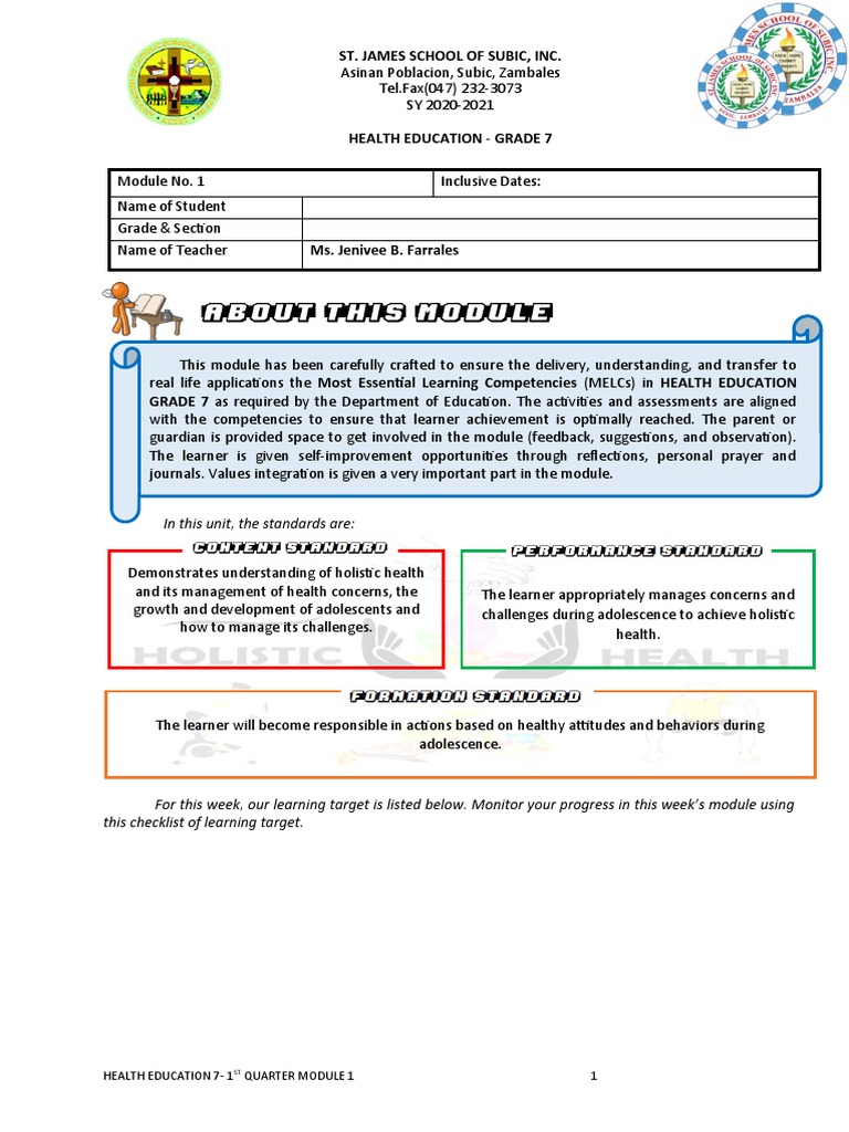 Grade 7 Health Module | PDF | Career & Growth | Wellness