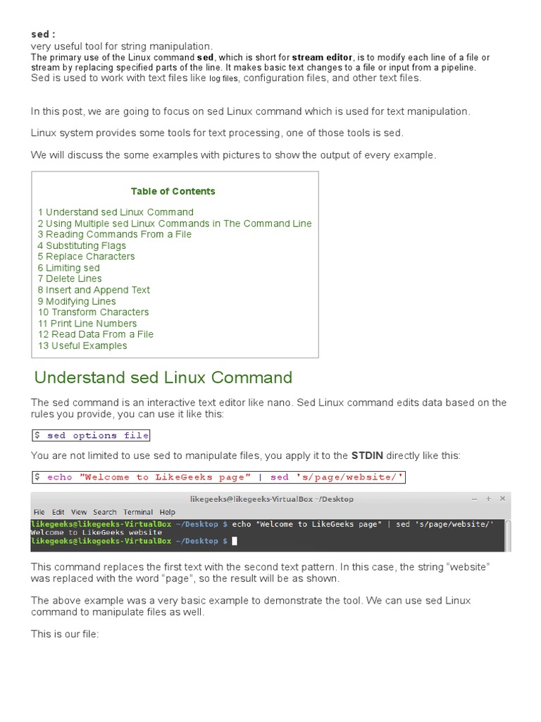 Linux - Unix - Sed Commands | PDF | Unix | Software Engineering Linux - Unix - Sed Commands | PDF | Unix | Software Engineering
