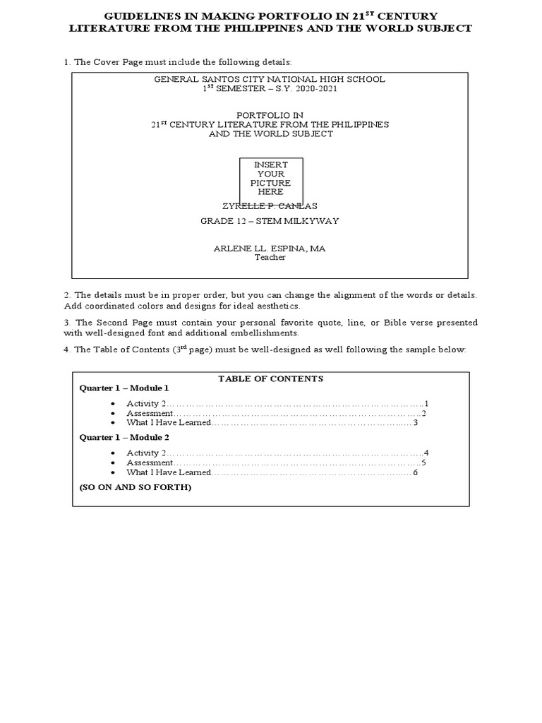 Student Portfolio Guide | PDF | Art