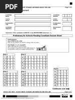 KET Reading and Writing Answer Sheet | PDF