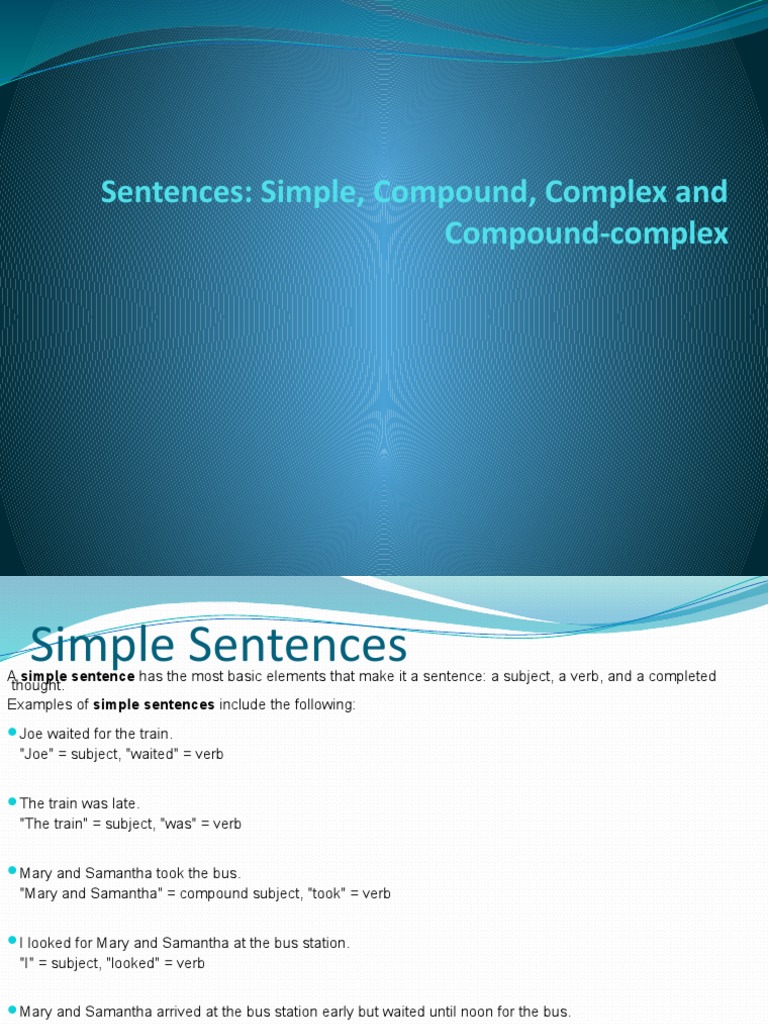 Sentences Compound, Complex, Compound-Complex. | PDF | Sentence ...