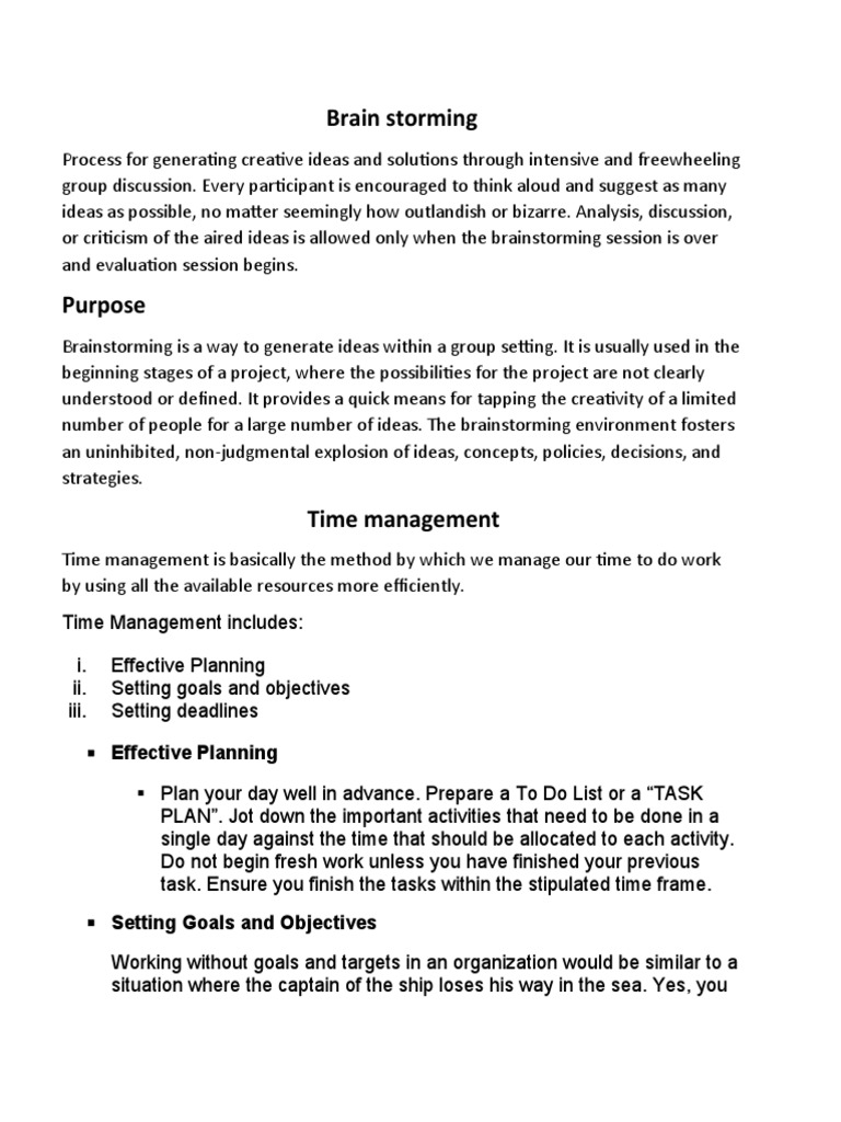 Brain Storming: Effective Planning | PDF | Brainstorming | Speed Reading