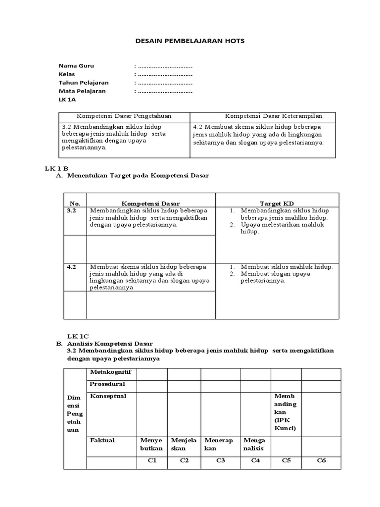 Desain Pembelajaran HOTS | PDF