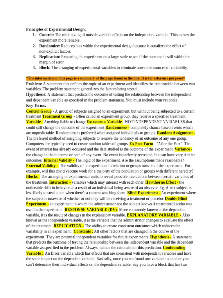Experimental Design Notes | PDF