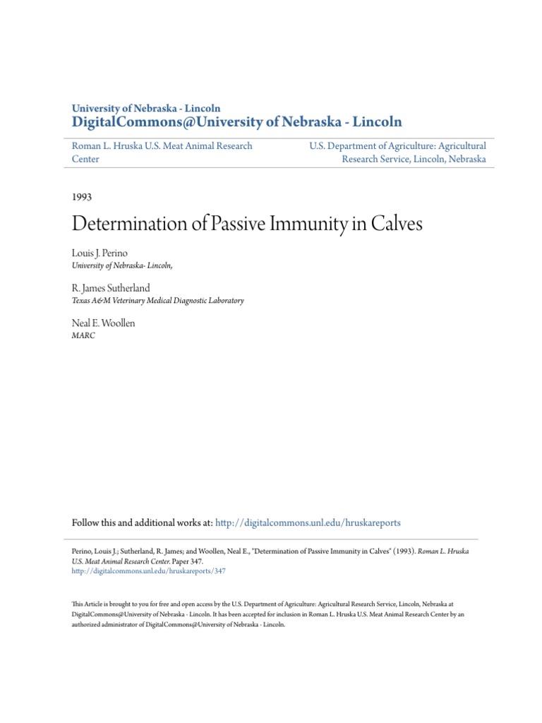 Determination of Passive Immunity in Calves | PDF | Immunology ...
