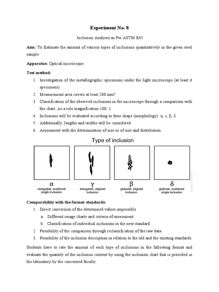 Inclusion Analysis As Per ASTM E45 | PDF