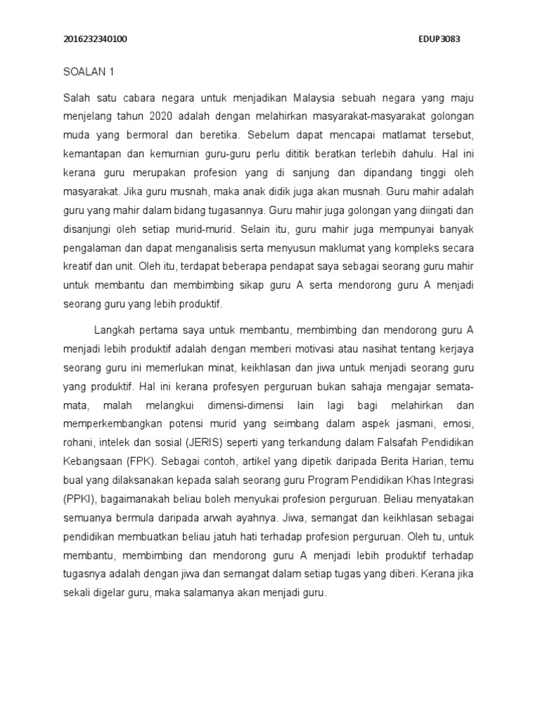 Jawapan EDUP 3083 | PDF