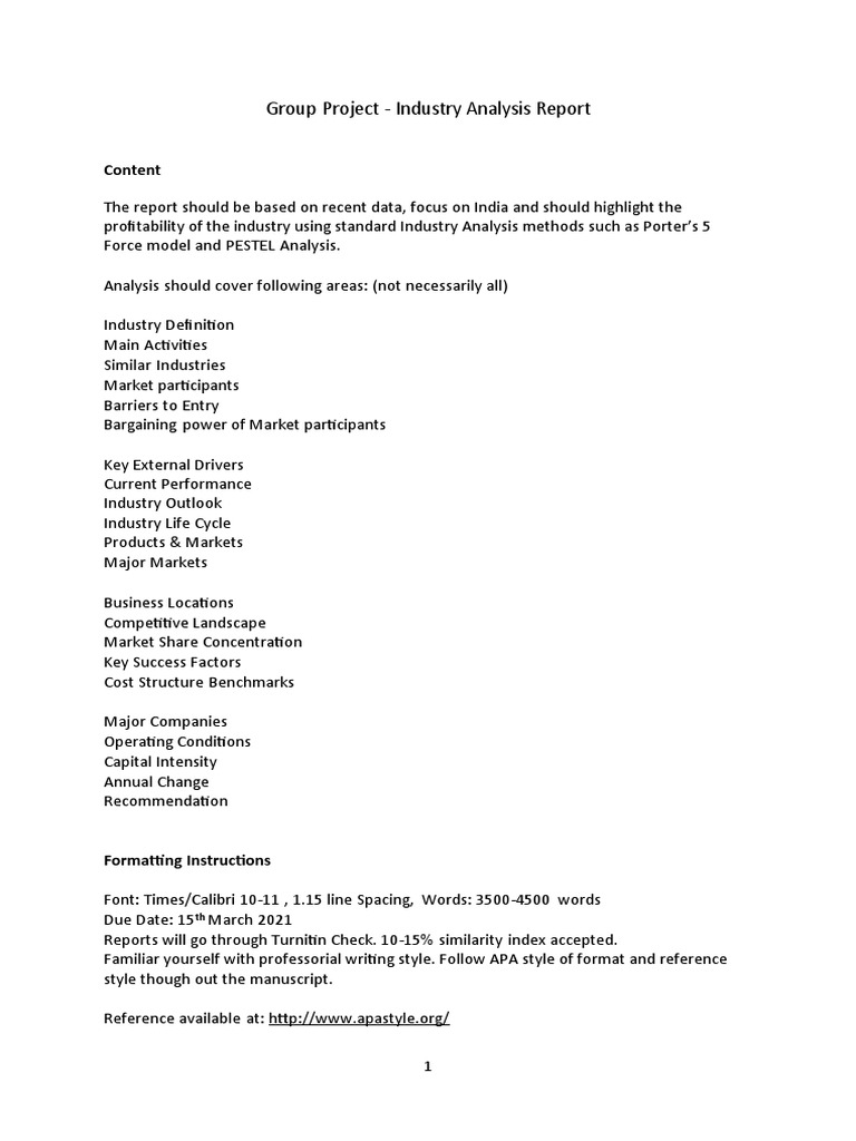 Assignment - Industry Analysis Report Instructions | PDF | Business ...